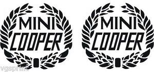 2 x CLASSIC MINI COOPER BADGE STICKERS DECALS CHOICE OF COLOURS SIZE 1 ...