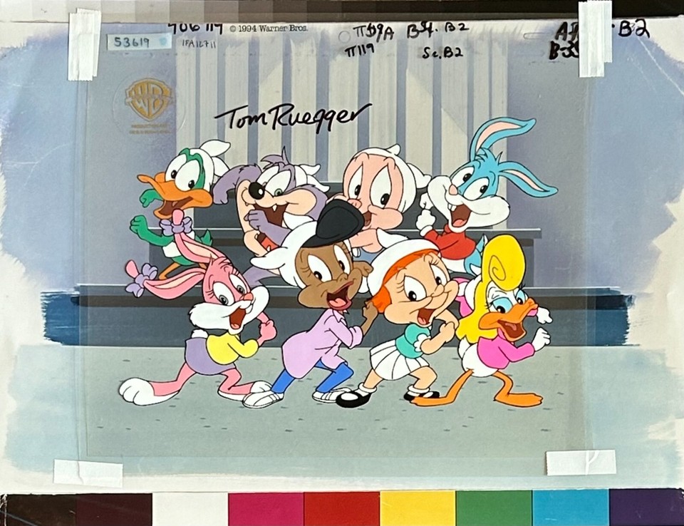 TOM RUEGGER rare TINY TOONS CAST cel B35 TINY TOON ADVENTURES Buster ...