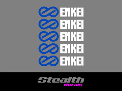 ENKEI Wheel rim decals stickers x5, jdm ,drift, RWB,Blue/ White Fits ...