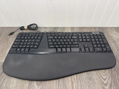 Microsoft LXM-00001 Model 1878 Wired USB 2.0 Ergonomic Keyboard Black ...