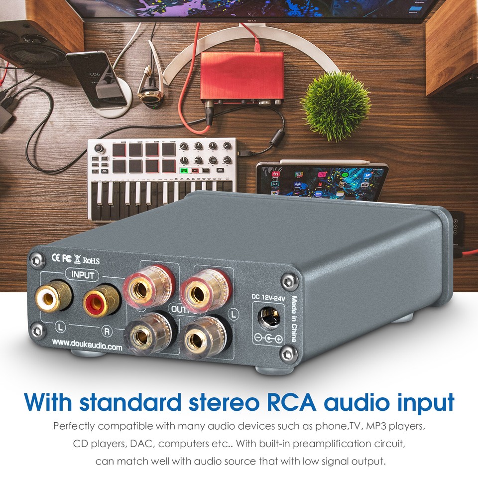 Mini Class D Power Amplifier HiFi Stereo 2.0 Channel Digital Audio Amp ...