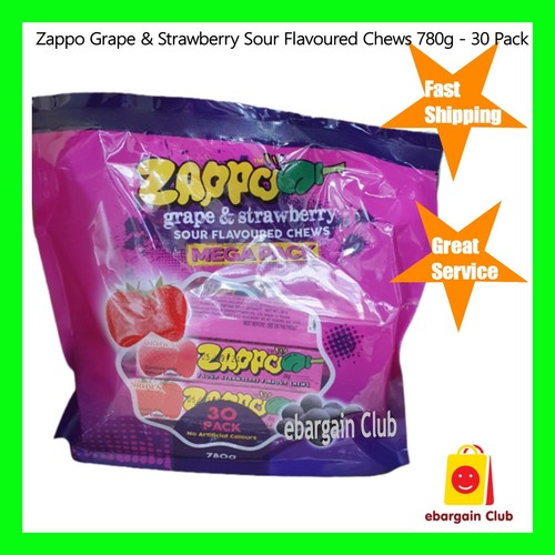 *New Arrival* Zappo Grape & Strawberry Sour Flavoured Chews 780g (30 ...