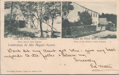 Casa de Botes Sete Cidades São Miguel-Azores Portugal 1905 UDB Postcard ...