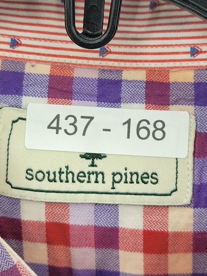 Southern Pines Shirt Mens XL Red Blue Plaid Long Sleeve Button Up ...