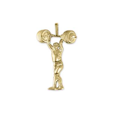 Weightlifter/Bodybuilder Charm with Diamond Cuts 14k Yellow Gold | eBay