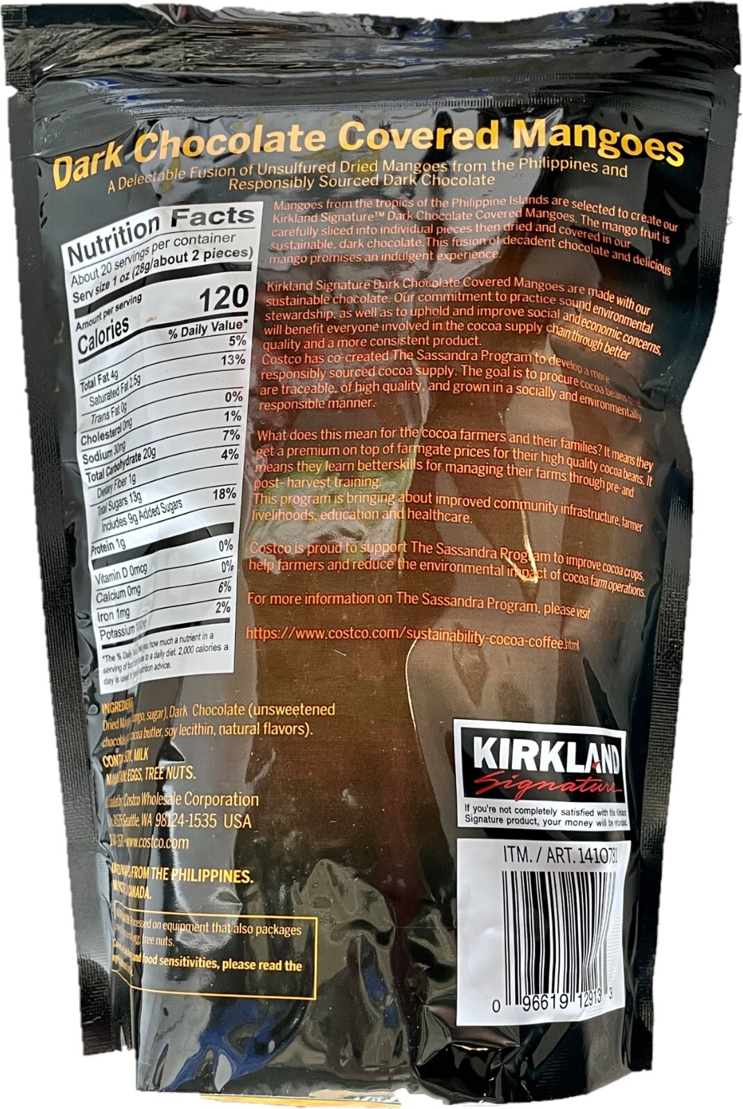 Pack of Kirkland Signature Dark Chocolate Covered Mangoes 20.46 Oz ...