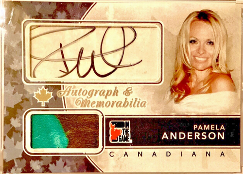 PAMELA ANDERSON AUTOGRAPH TOP IN THE GAME USED AUTO -like leaf metal ...
