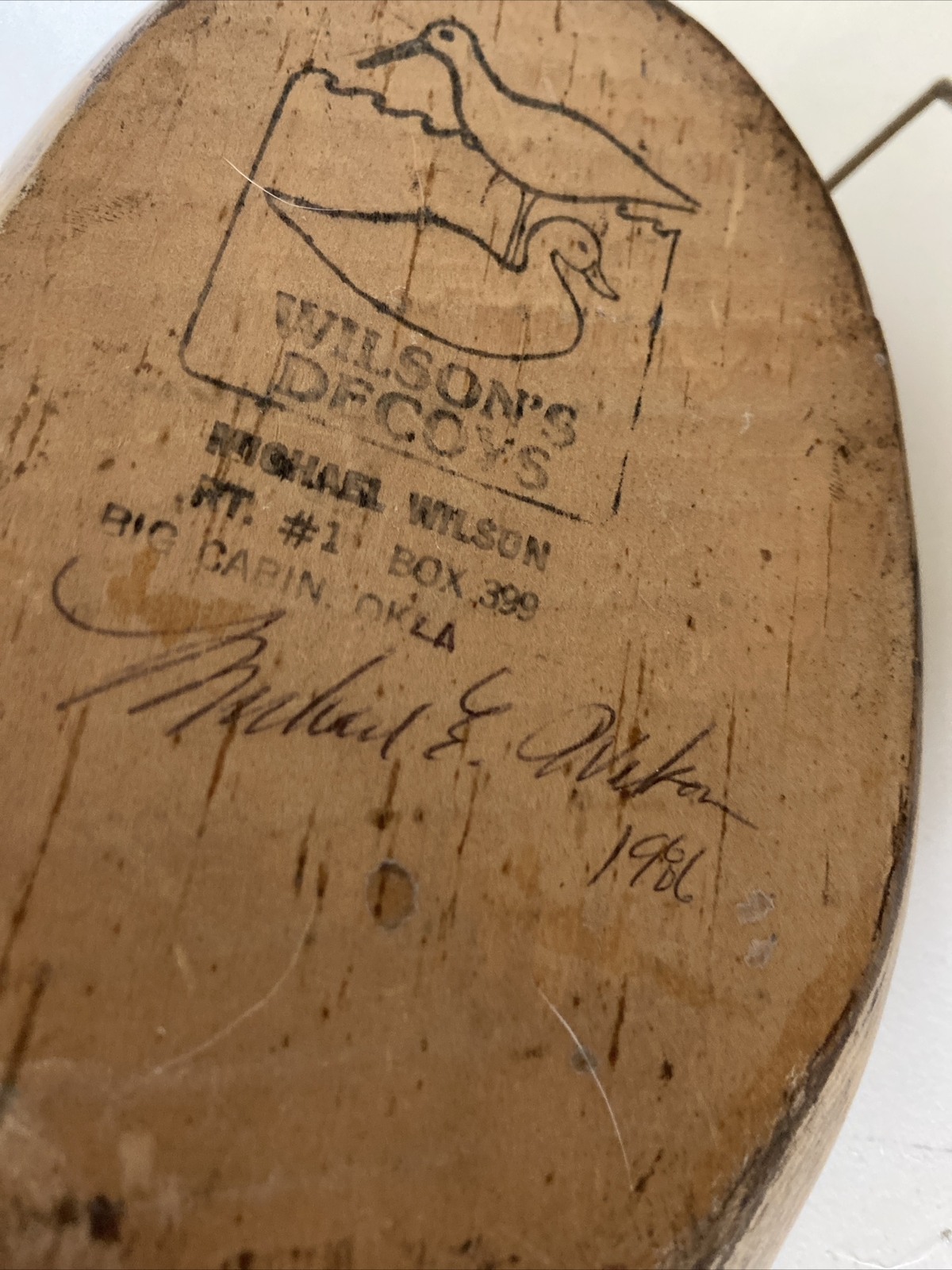 Vintage Signed Michael Wilson Hand Carved Duck Decoy Dated 1986 Wilson ...