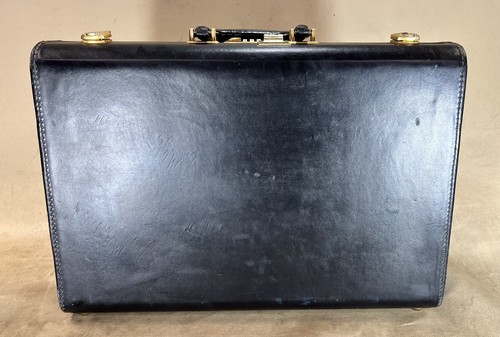 Vintage Atlas Black Leather Hard Shell 18” Attaché Briefcase Business ...