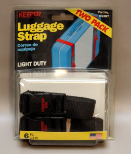 Keeper Black Luggage Strap Two Pack 05307 ~ 2 - 6' Straps ~ New Open ...
