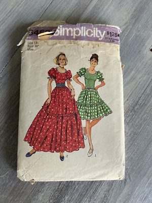 Vtg Simplicity Pattern 6452 Ladies Square Dance Dress Cummerbund Sz 14 ...