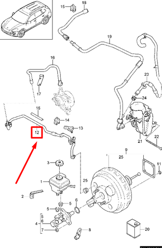PORSCHE CAYENNE 92A Brake Servo Vacuum Line LHD 95835557741 NEW GENUINE ...