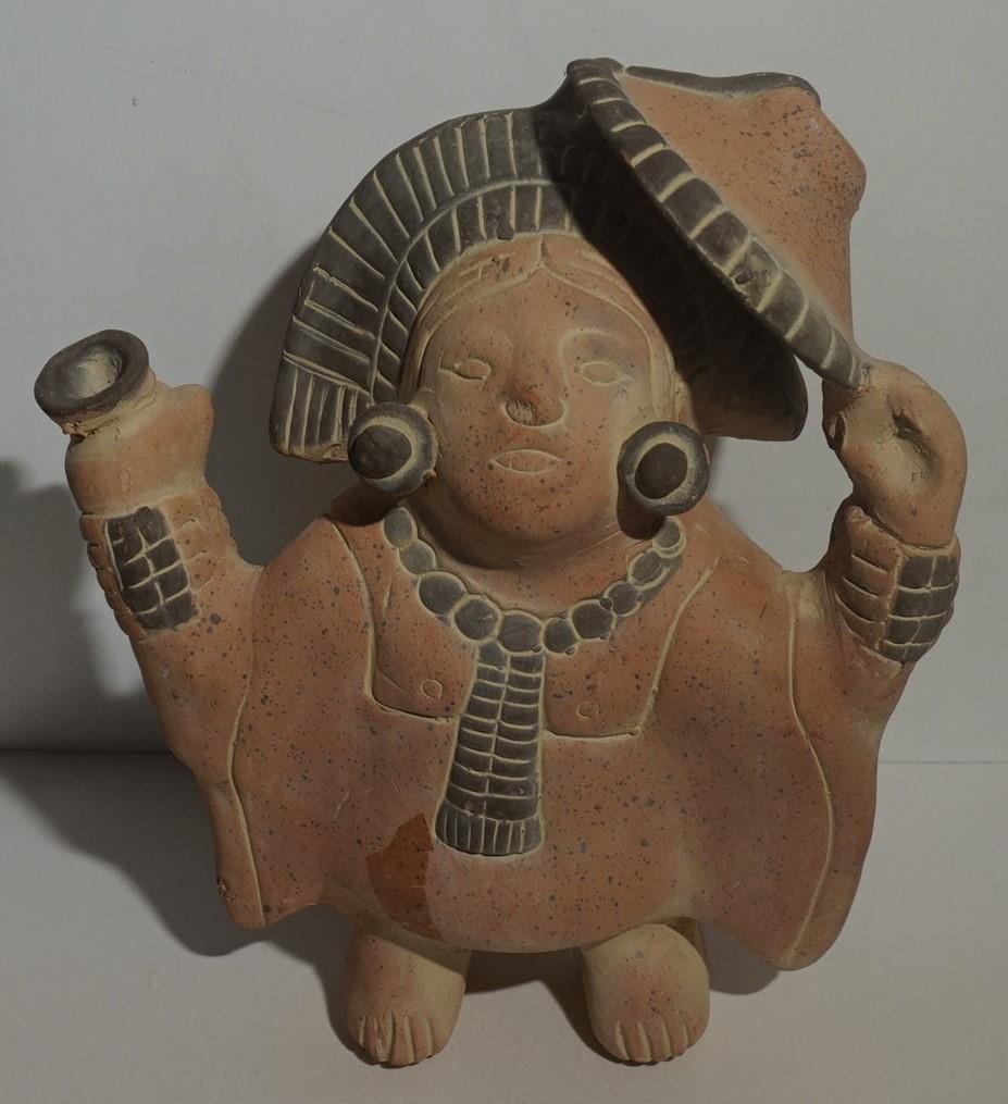 Art Pottery Terra Cotta Clay Tribal Aztec Mayan 10" Figurine Statue ...