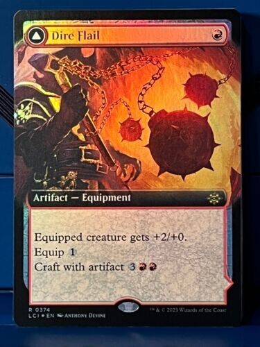 FOIL Dire Flail - EXTENDED ART - Lost Carverns of Ixalan - LCI - MTG ...