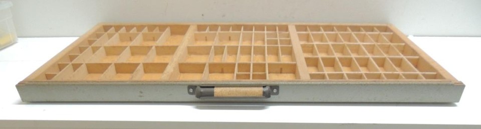 Vintage Metal Front LETTERPRESS Type Set Tray PRINTERS DRAWER 32 x 16 ...