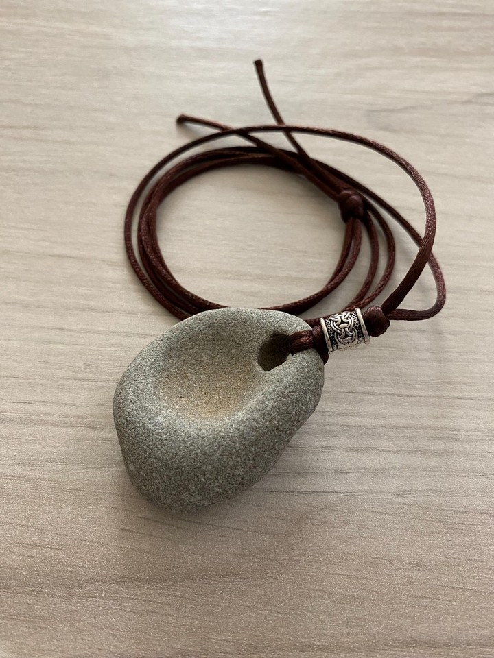 Hag Stone Pendant Necklace Amulet Protection Natural Holey Stone Odin ...