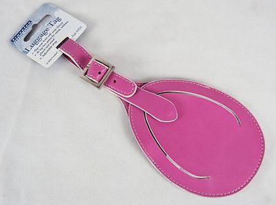 Leather Luggage Tag ~ Large 6" Pink Paddle w/Metal Buckle & Snap ...