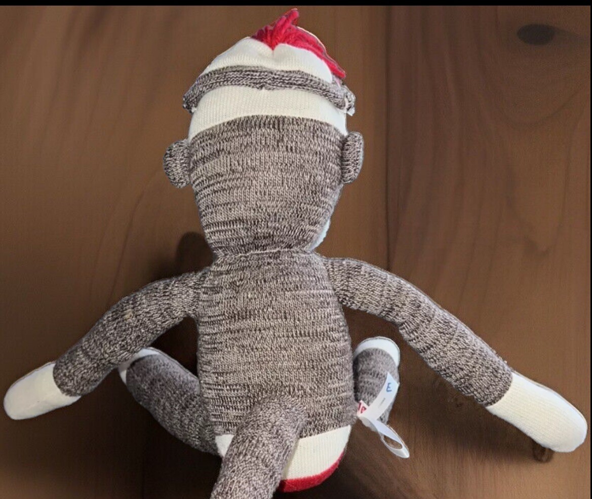 NEW! Schylling 22" Sock Monkey Stuffed Animal ~ Red Mouth ~ Brown Cream Body | eBay