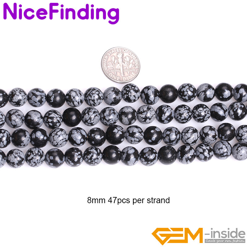 Natural Black Snowflake Obsidian Round Loose Gemstone Beads Jewelry ...