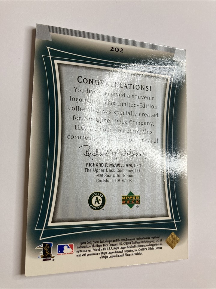 Shane Bazzell 2003 UD Sweet Spot Sweet Beginnings Commemorative Logo ...