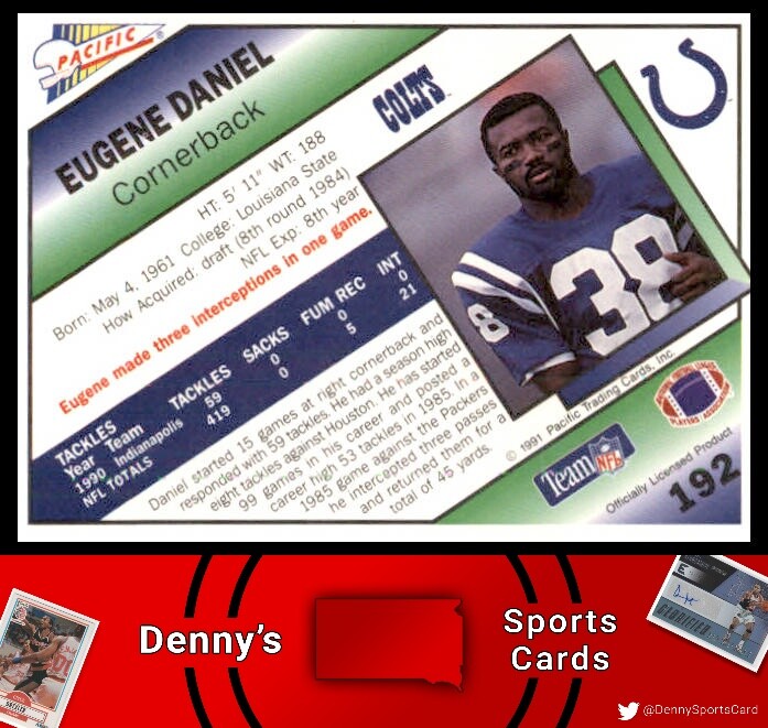 1991 Pacific #192 Eugene Daniel Indianapolis Colts Football Card | eBay