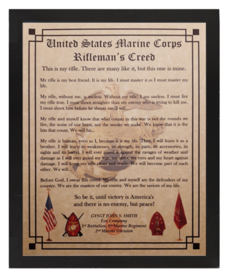 MC-NICE: MARINE CORPS Rifleman's Creed Framed PERSONALIZED | eBay