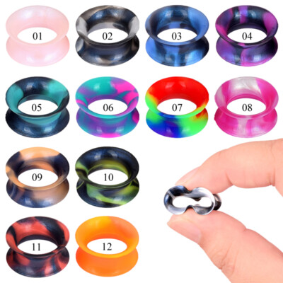 2PCS Soft Thin Silicone Ear Gauges Earskin Earlets Flexible Ear Plugs ...