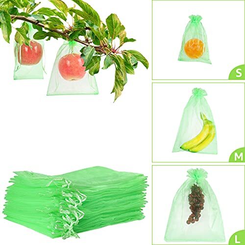 6''×8'' Fruit Netting Cover Mesh Bag with Drawstring Netting Barrier ...