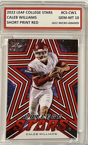 CALEB WILLIAMS 2022 LEAF COLLEGE STARS "GEM-MINT 10” “RED” LTD ROOKIE ...