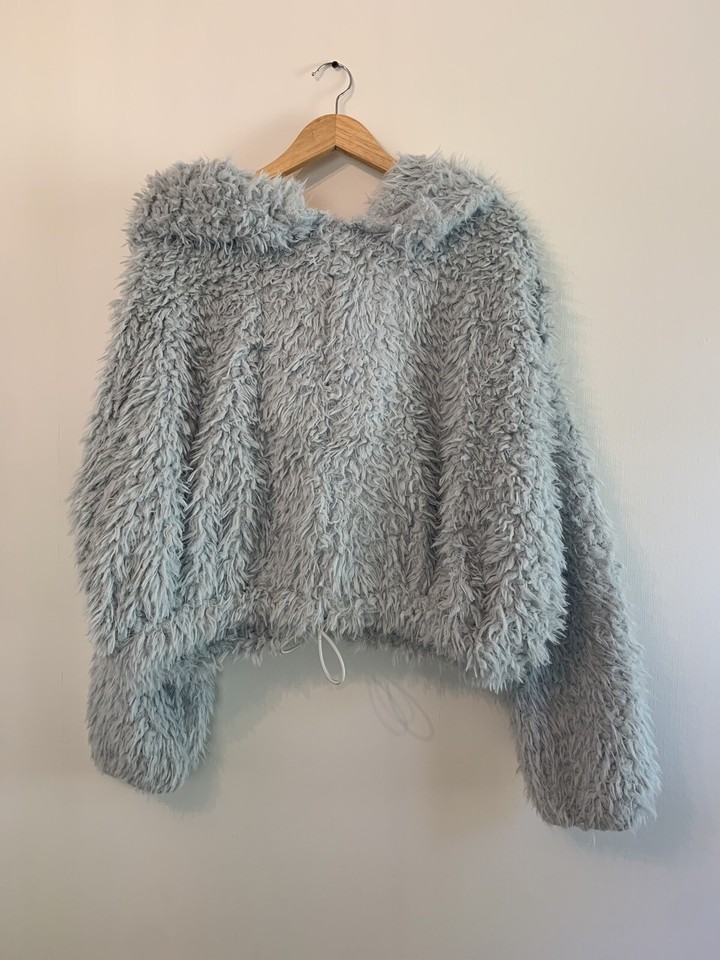 FREE PEOPLE FP ONE ZURI Parka Fuzzy Faux Fur Jacket Hoodie Coat Mint M ...