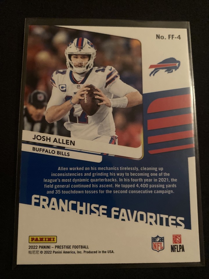 2022 Josh Allen Panini Prestige Franchise Favorites Card #FF-4 Buffalo ...