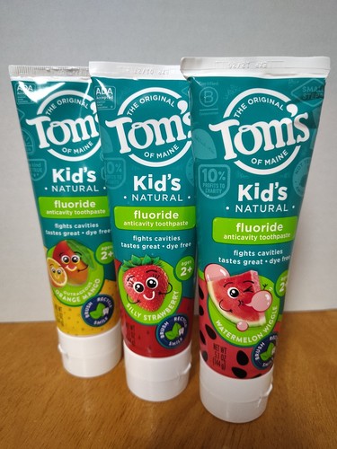 Tom's Kid’s Natural Children's FLUORIDE Toothpaste Multipack, 5.1oz, 3 ...