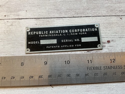 ORIGINAL WWII REPUBLIC AVIATION FACTORY AIRCRAFT DATA NAME PLATE | eBay