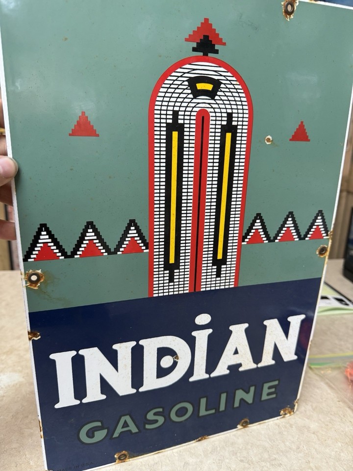 Vintage Indian Gasoline Porcelain Gas Pump Plate Sign Very Nice | eBay