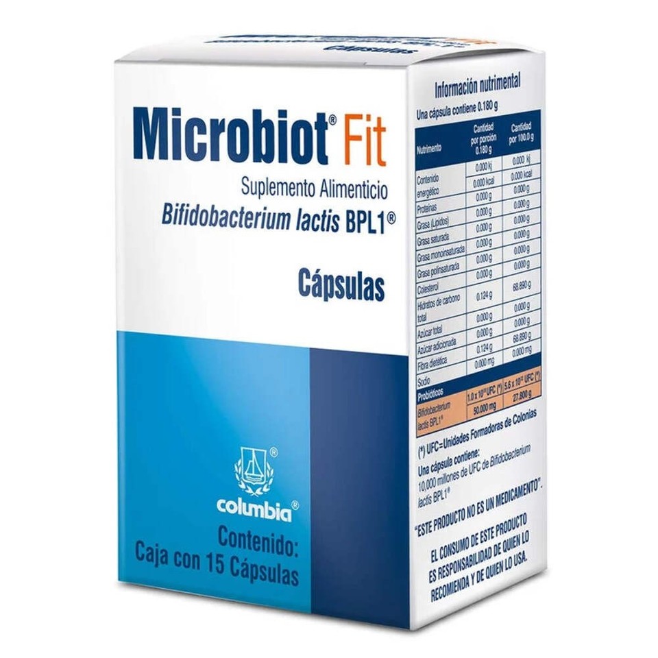 Microbiot Fit, 15 Capsules, 10 Billion BPL1 Bifidobacterium Lactis ...