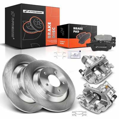 Rear L & R Disc Brake Rotors & Brake Pads + Brake Caliper for Mazda 5 ...