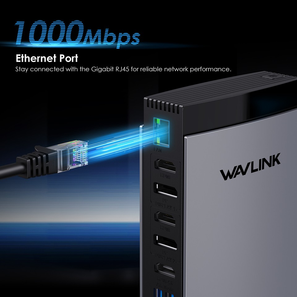 DisplayLink Docking Station Laptop 3 HDMI USB C Dock Hub 2 DP 4K for HP ...