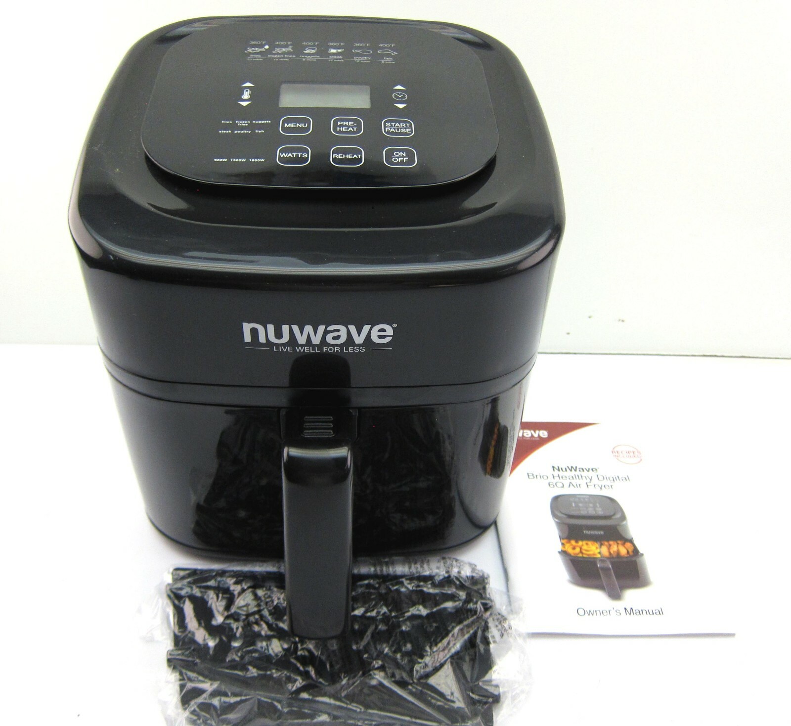 NuWave Brio 6 Quart Non Stick Digital Adjustable Temp Deep Air Fryer ...