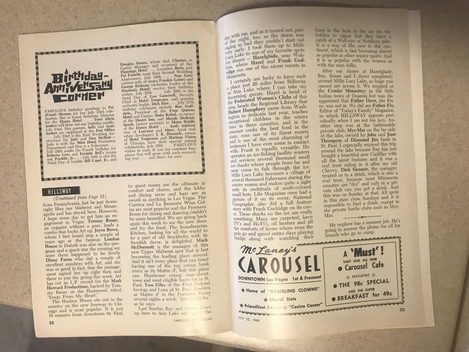 Fabulous Las Vegas Magazine Marlene Charell Giselle Mac Kenzie Damone 7/23/1966 | eBay