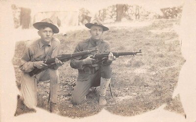 RPPC Two WWI Soldiers with Rifles c1918 AZO Postcard | eBay