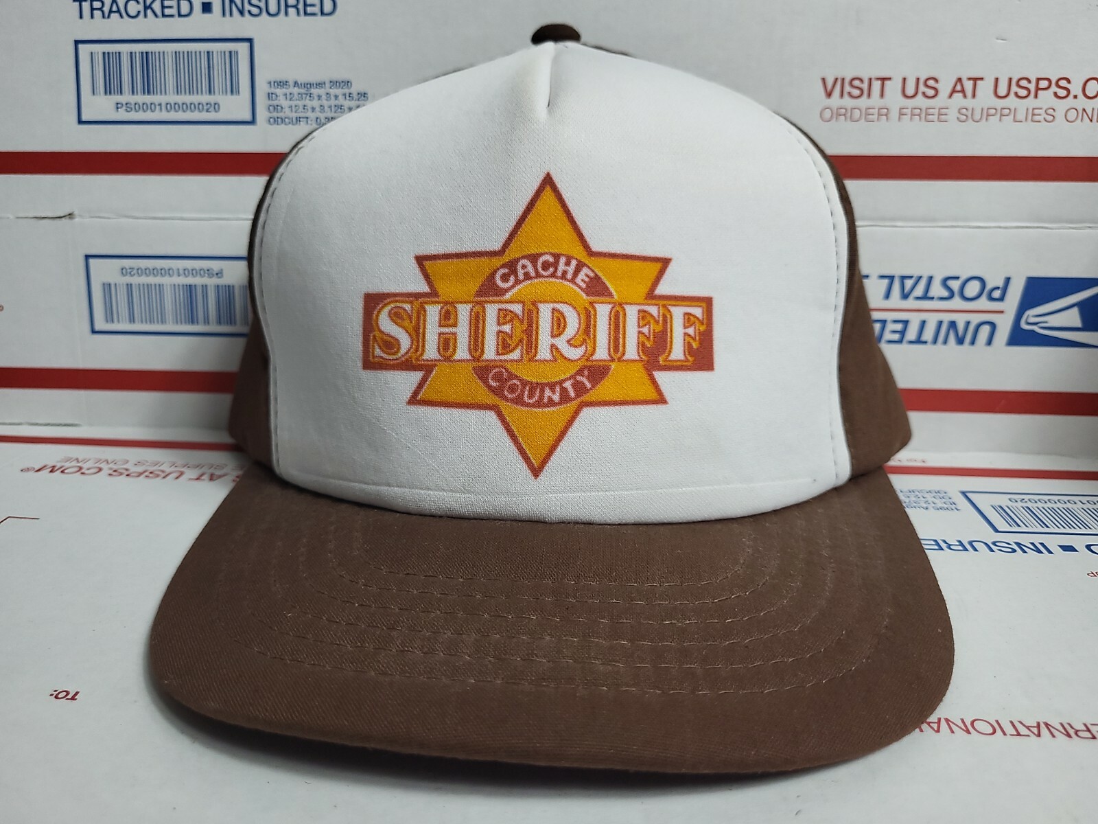 Vintage Cache County Sheriff Snapback Hat Cap Brown - Gem