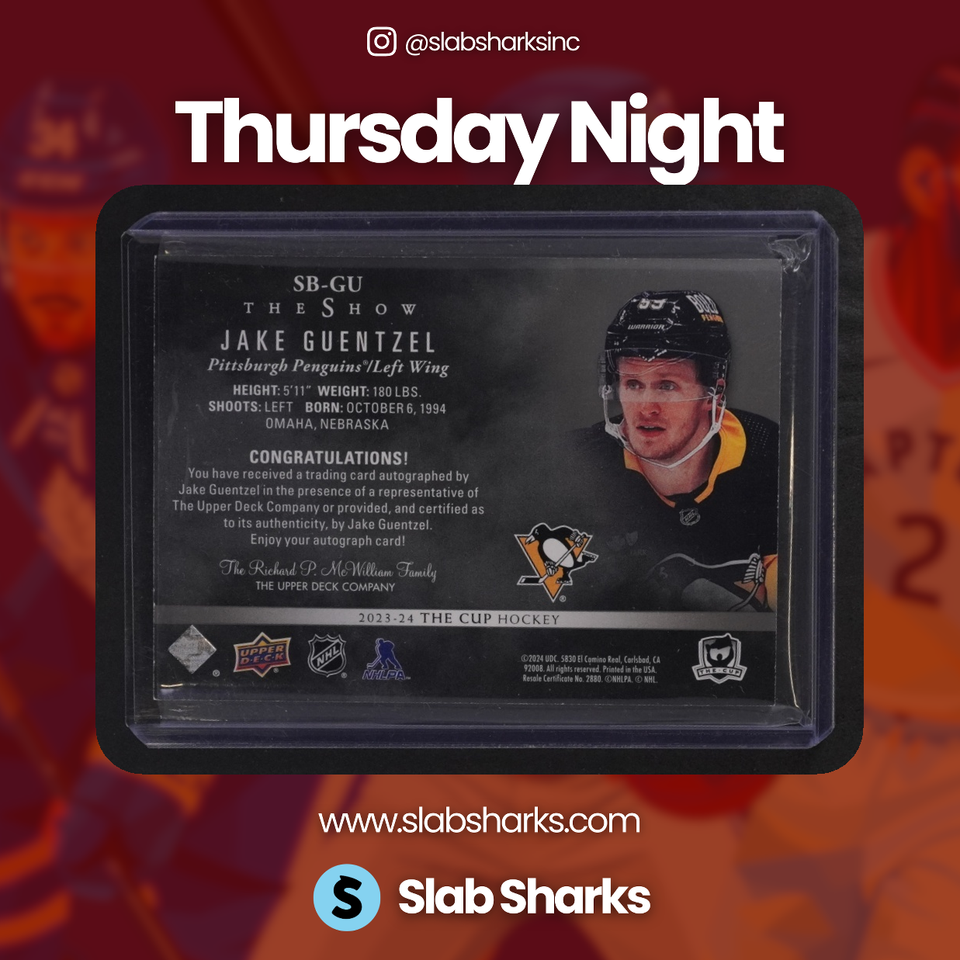 2023 UPPER DECK THE CUP #SB-GU JAKE GUENTZEL THE SHOW SIGNATURES AUTO ...
