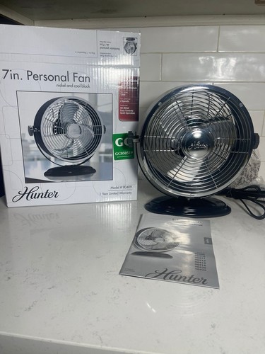 Hunter Retro Portable Desk Fan 2 speeds Plug In Table Vintage Style ...