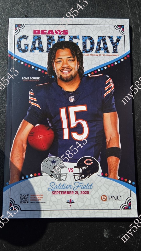 Dallas Cowboys Chicago Bears GAME DAY PROGRAM 9/21/2025 Rome Odunze on ...