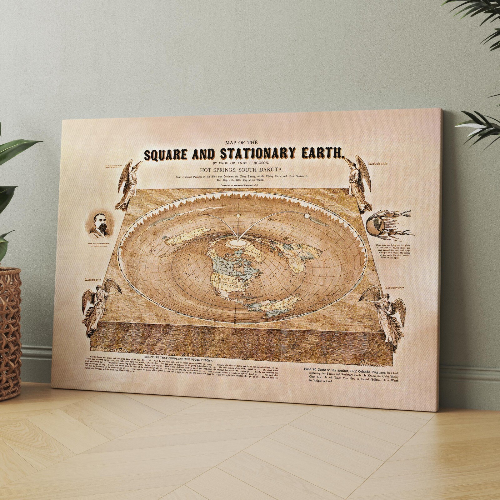 Flat Earth Map Old Vintage Maps 1800s Canvas Wall Art Print | eBay