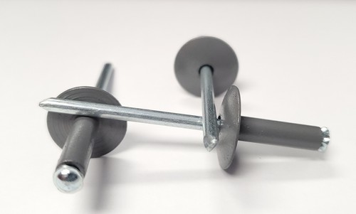 Grey 3/16" Pop Rivets Aluminum Large Head Peel Back Fasteners .125 ...