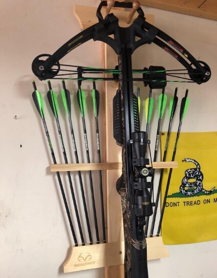 Crossbow Display Case Holder Wood 10 Arrow Bow Hunting Peg Hook Gun ...