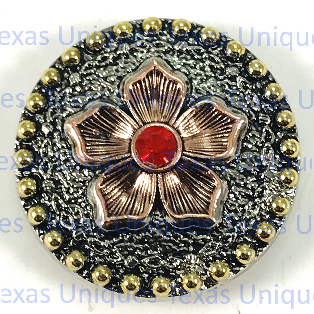 Rose Concho Silver With Red Cabochon CON414-H | eBay