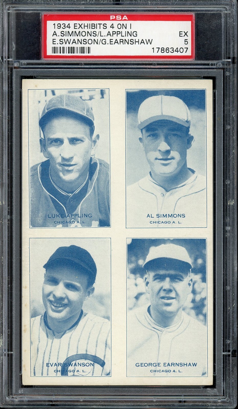 1934 Exhibits 4 On 1 Baseball Simmons Appling Swanson Earnshaw PSA 5 | eBay