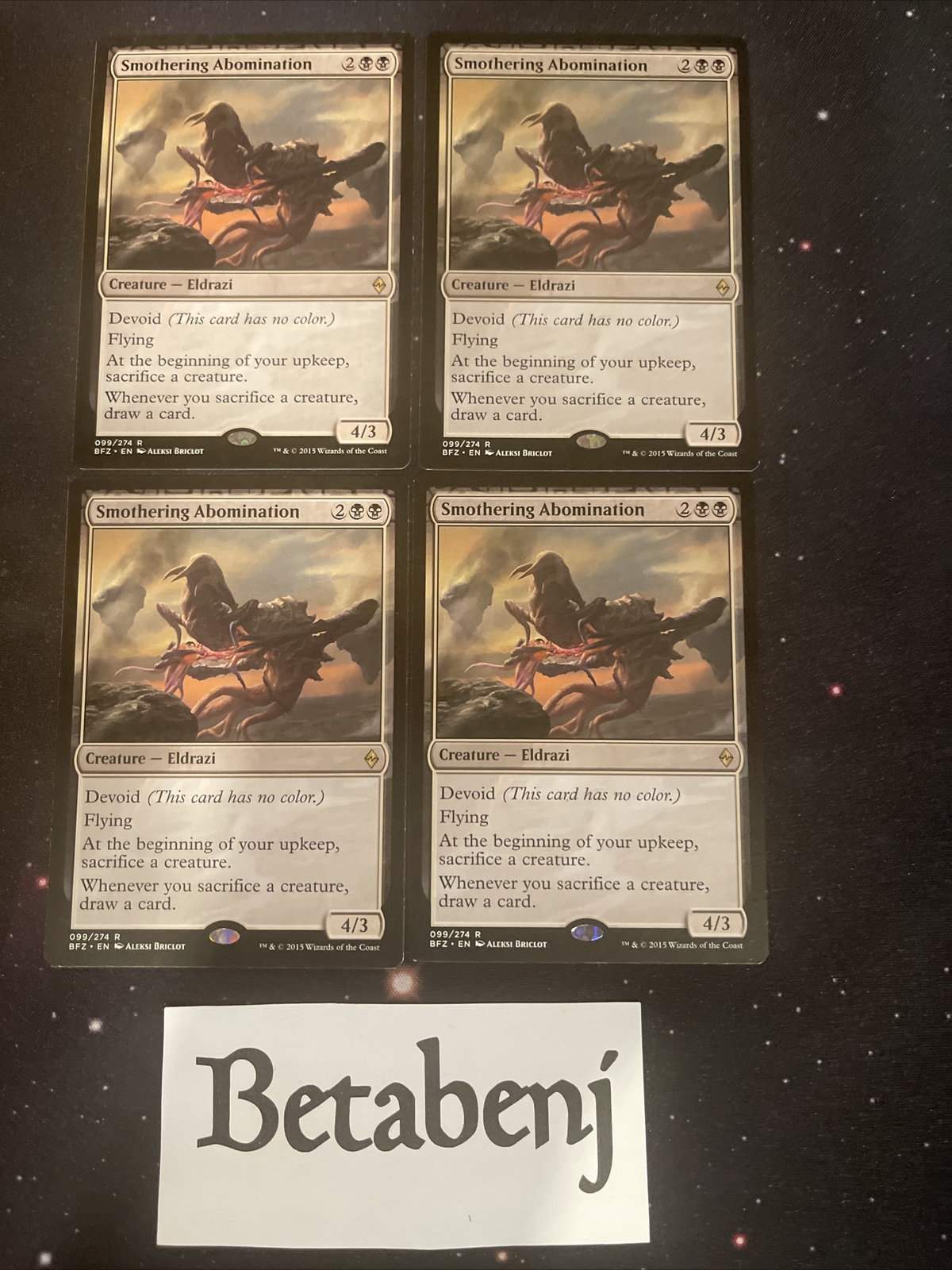 4x MTG Smothering Abomination Battle for Zendikar (Playset) - Free ship ...